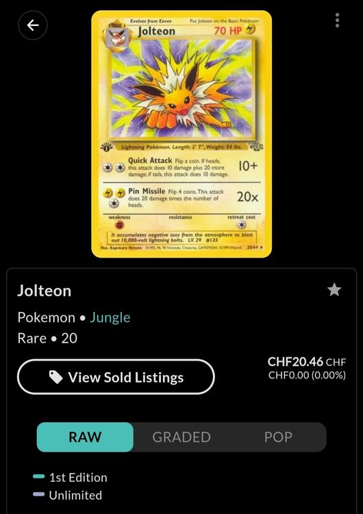 Pokémon JOLTEON 20/64 Jungle set ITA rare normal unlimited (Usato) a ...