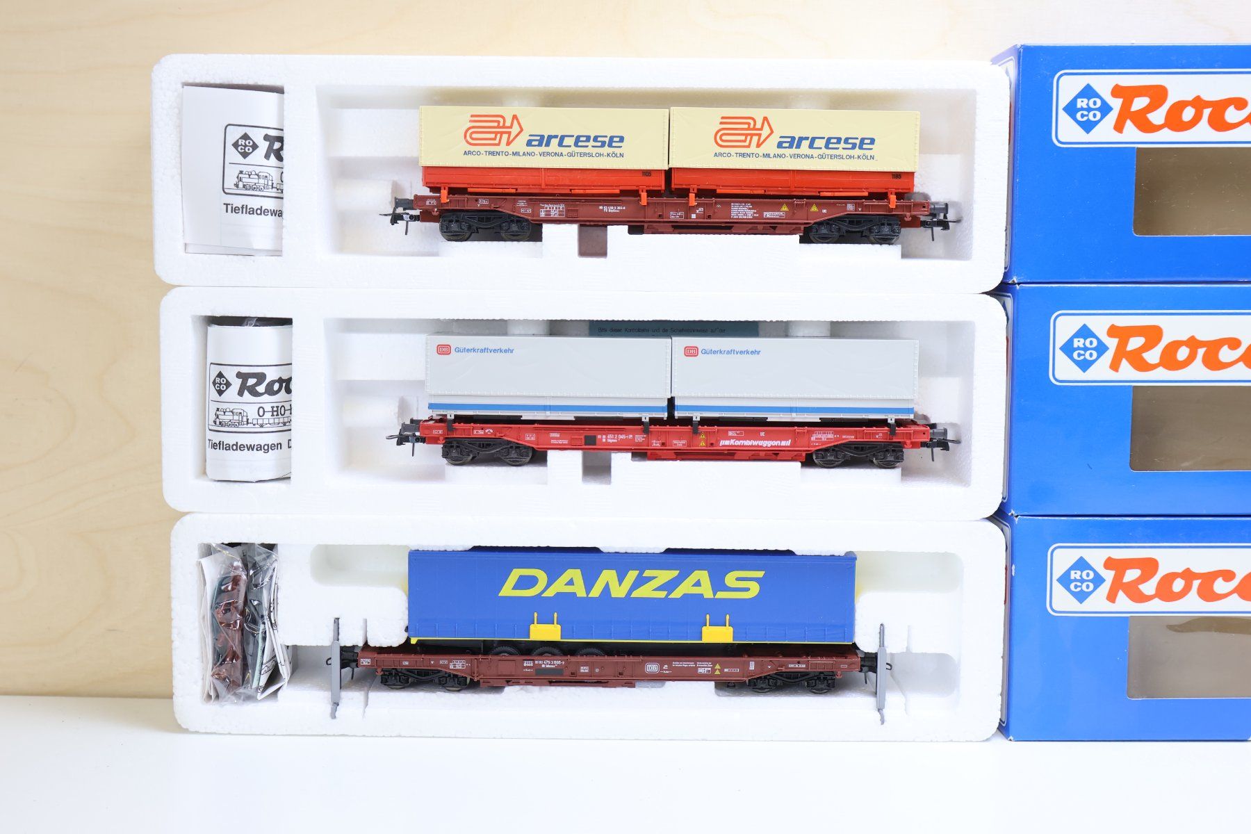 ROCO 3 x FS/DB HUPAC Taschenwagen H0 - DANZAS & mehr (Gebraucht) in ...