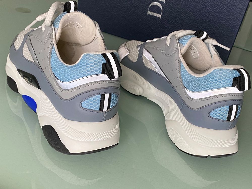 DIOR B22 Grau Weiss Blau Mesh Leder Sneakers 44 💯 Original (Gebraucht ...