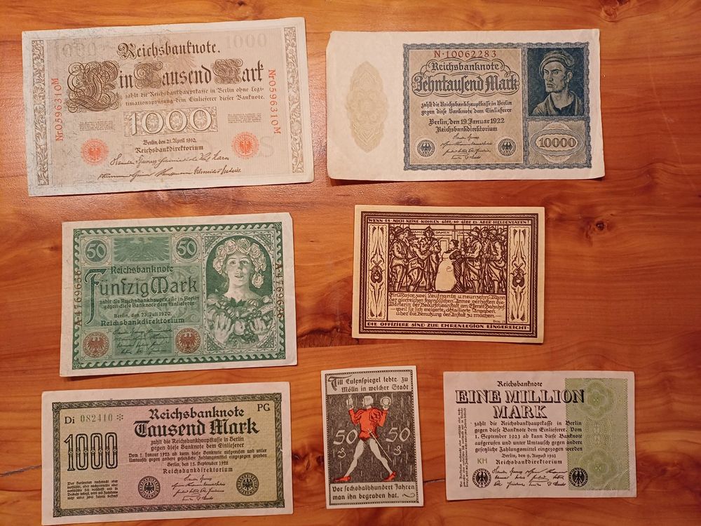 REICHSBANK BANKNOTEN LOT DEUTSCHLAND (Gebraucht) in Biberist für CHF 2 ...