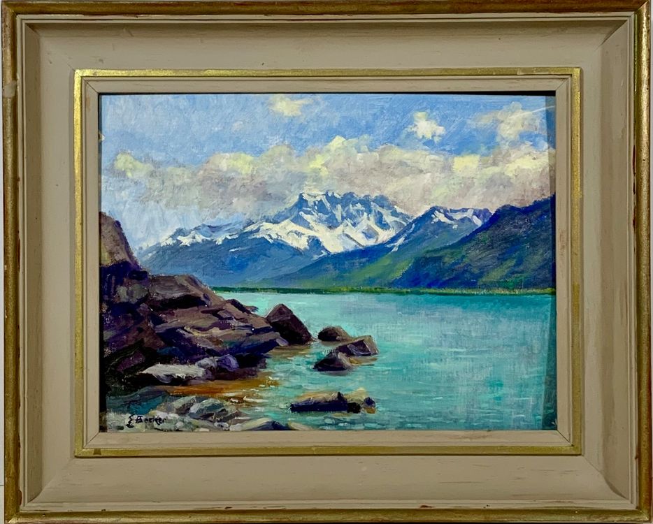 Ernest Becker (1883-1978) Gemälde -Berglandschaft mit See (Gebraucht ...
