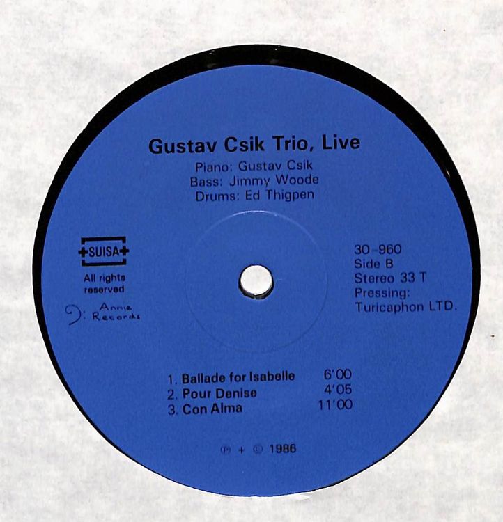 GUSTAV CSIK TRIO LIFE featuring Jimmy Woode & Ed Thigpen (Neu (gemäss ...