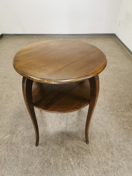 Vintage Beistelltisch Massivholz rund 50cm & 62cm hoch | Kaufen auf Ricardo