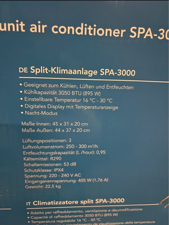 Klimaanlage Camper Wohnmobil Mestic Split Klima SPA-3000 (Neu und ...