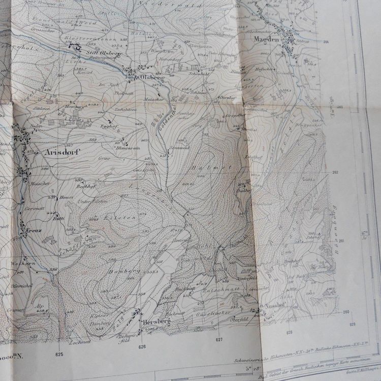 Topo-Karte,1925,Kaiseraugst-Nusshof-Liestal-Magden-Arisdorf | Kaufen ...