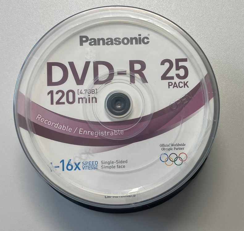 25 Pack DVD-R Rohlinge, 4.7 GB Panasonic (Neu und originalverpackt) in ...