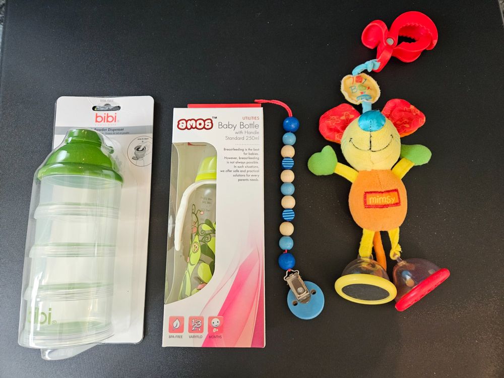 Babyset Bibi Milchpulverdispenser Schoppen Amos Nuggikette (Neu und ...