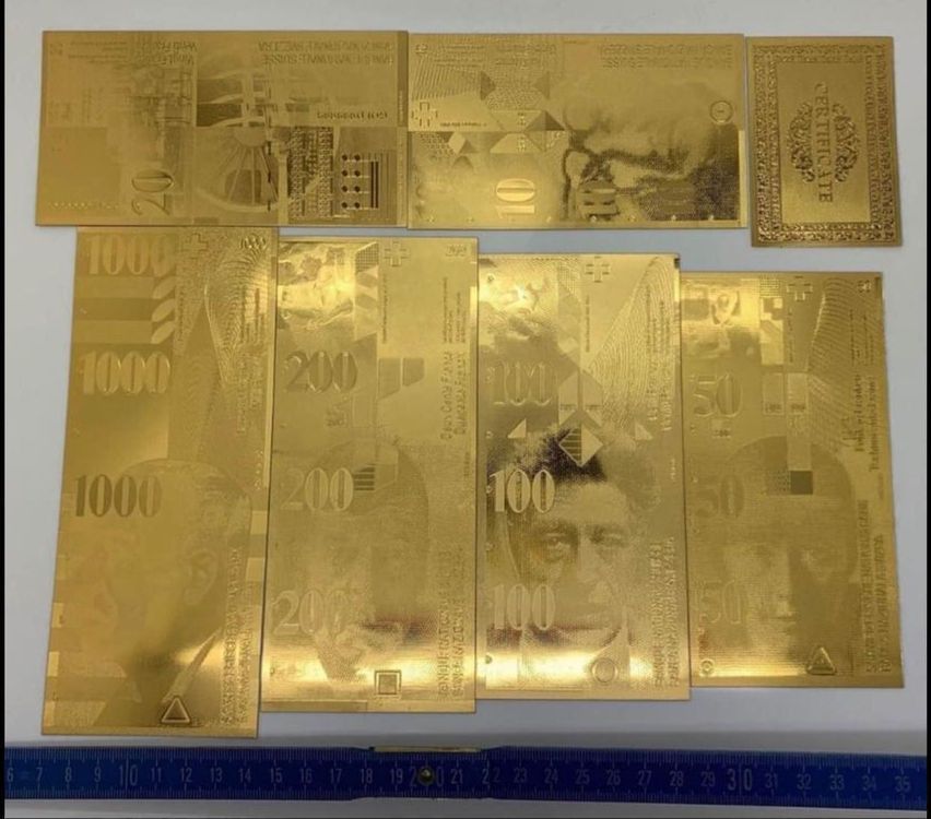 SCHWEIZER FRANKEN VERGOLDET BANKNOTEN .- (Neu und originalverpackt) in Thalwil für CHF 26 – mit ...
