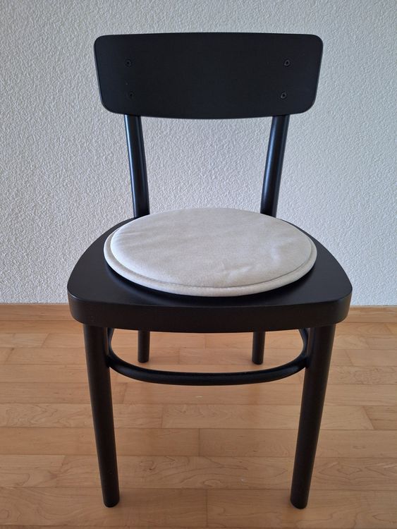 4 Schwarze IKEA Holzstühle (IDOLF) mit Sitzkissen (SUNNEA) (Gebraucht ...
