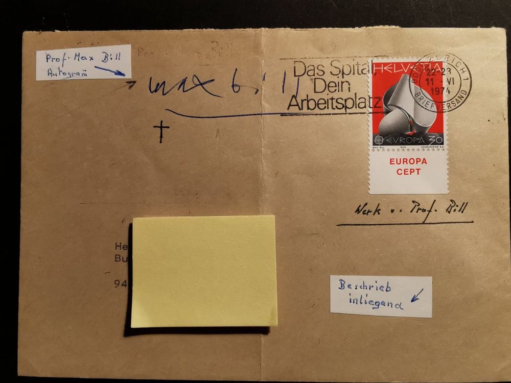 Autogramm Max Bill Kunst Gestalter Architekt Zürich (Gebraucht) in ...