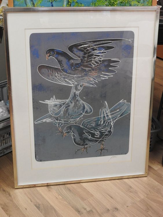 Hans Erni - Original-Lithographie:Tauben | Kaufen auf Ricardo
