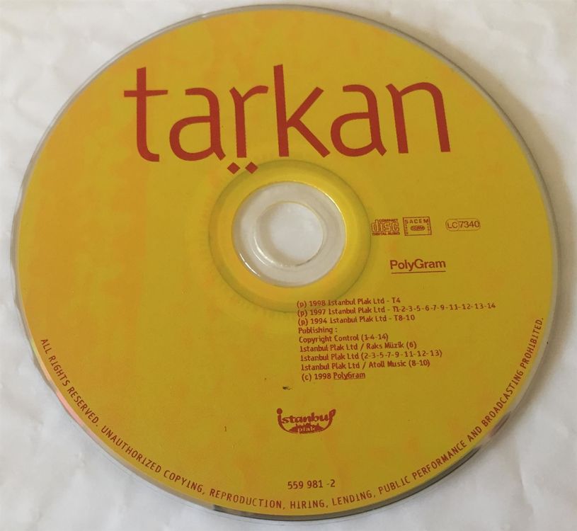 Tarkan Tarkan Tevetoğlu Turkish pop CD (Gebraucht) in Genève für CHF 0. ...