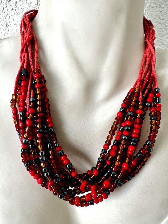 FEUERROTES 10-STRANG SOMMER COLLIER - +++ ANGEBOTE AB 1 FR (Gebraucht ...