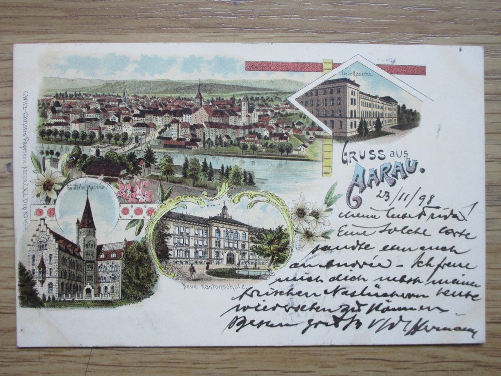 Antike Lithokarte Gruss aus Aarau (Gebraucht) in Heimberg für CHF 8 – mit Lieferung auf Ricardo ...