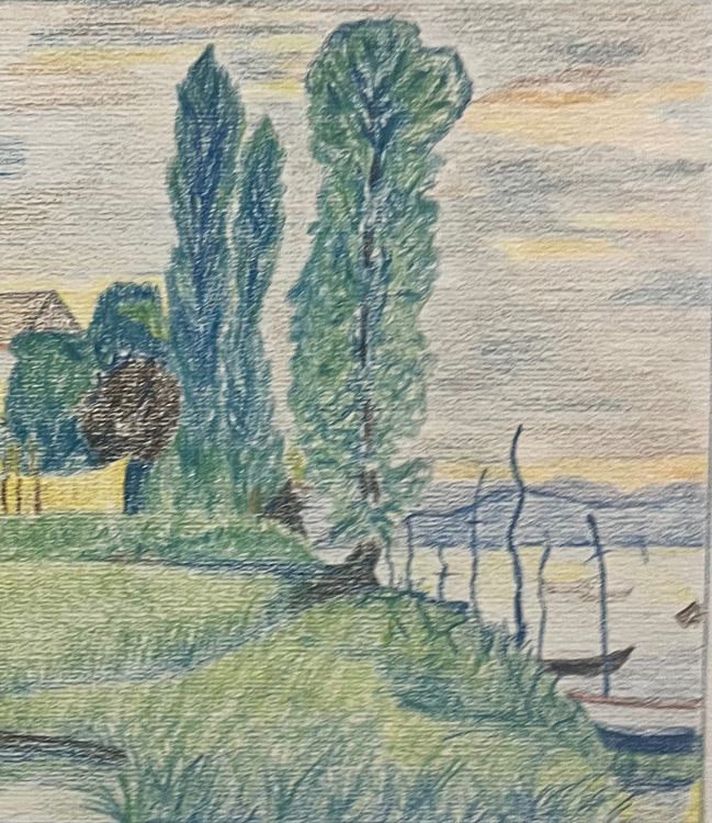 Robert Bachmann (xx) Buntstifte Zeichnung Handsigniert | Kaufen auf Ricardo