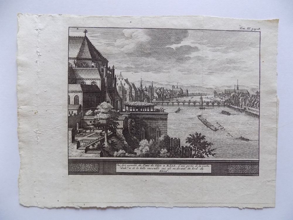 Vue fort agreable du Pont du Rhin a Bale Kupferstich (Gebraucht) in Risch für CHF 80 – mit ...