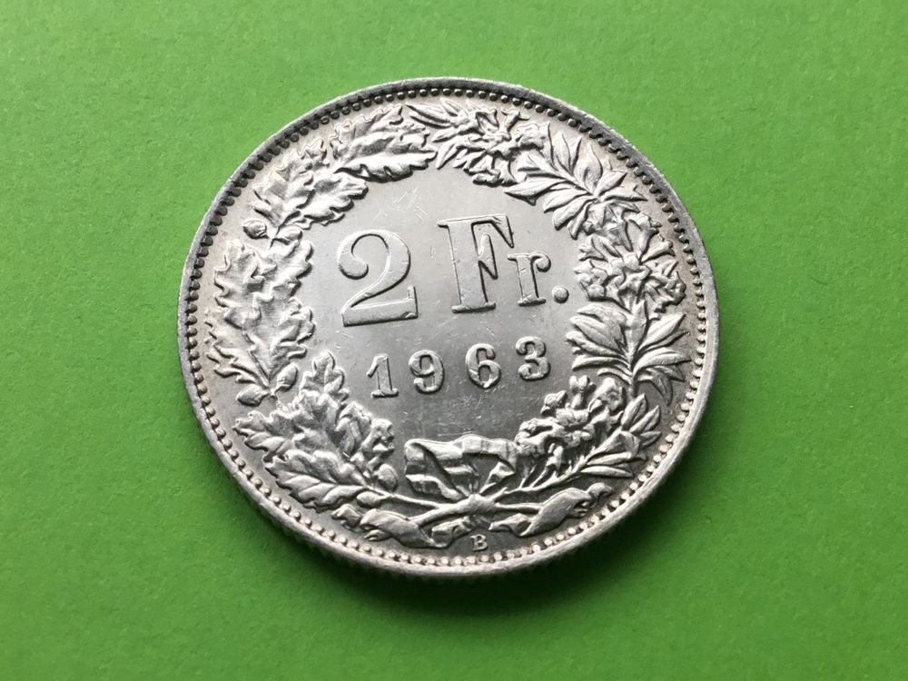 2 Franken Silbermünze 1963 unzirkuliert stgl *** (Neu (gemäss Beschreibung)) in St. Margrethen ...