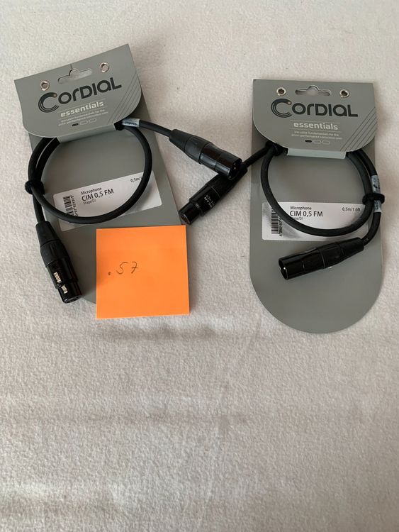 2er Set Cordial CIM 0.5 FM Mikrofonkabel .57 (Neu und originalverpackt ...