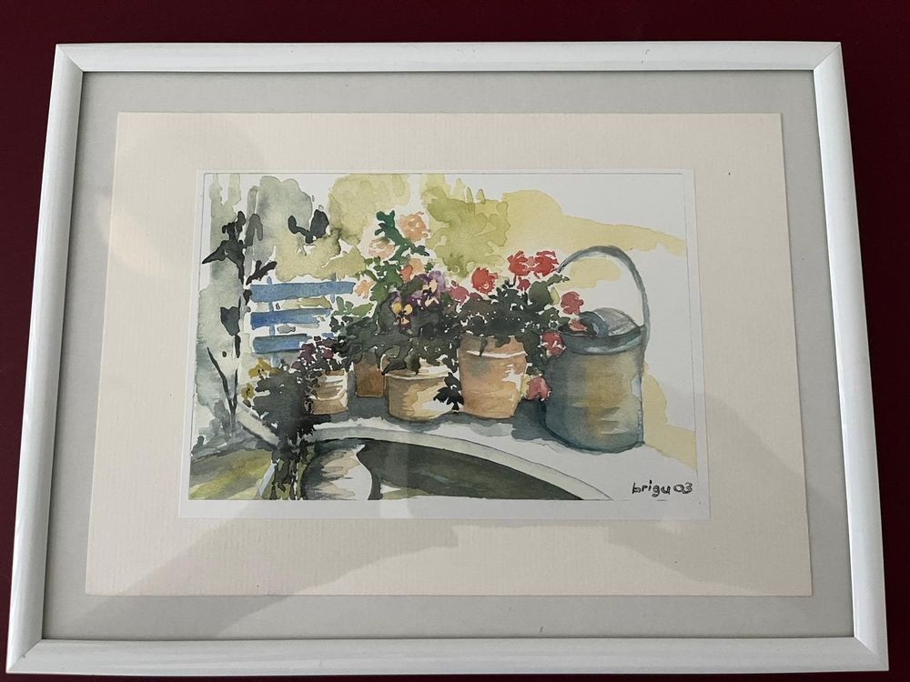 Aquarell? Bank mit Blumen, sig Brigu 2003 (Gebraucht) in Guggisberg für ...
