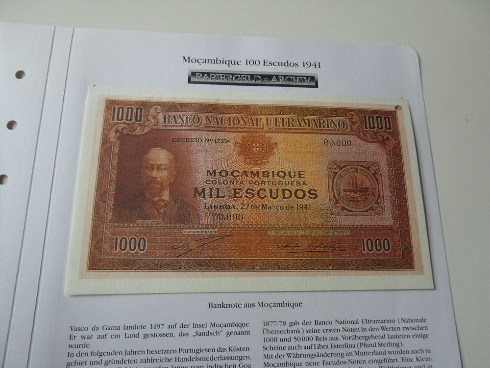 Mocambique 1941, 100 Escudos - Fakisimilie (Neu (gemäss Beschreibung)) in Hinterforst für CHF 2 ...