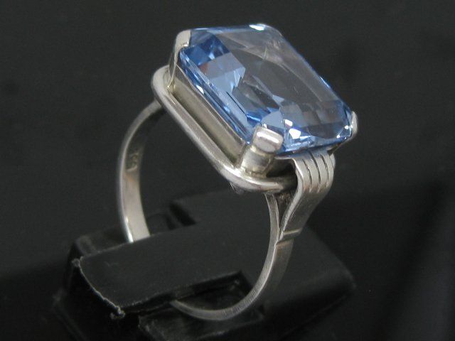 Art Deco Antik Ring Silber 935 Aquamarin synthetisch Gr. 57 (Gebraucht ...