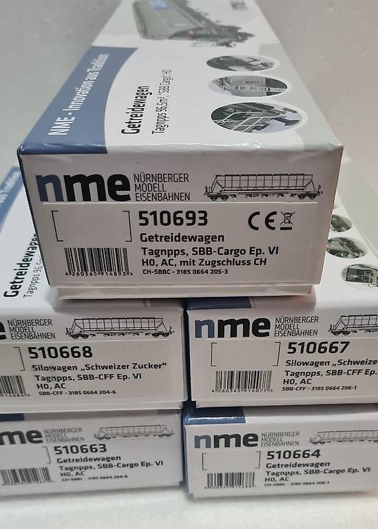 5er Set, Spur H0 nms Silowagen "Schweizer Zucker" AC (Neu und ...