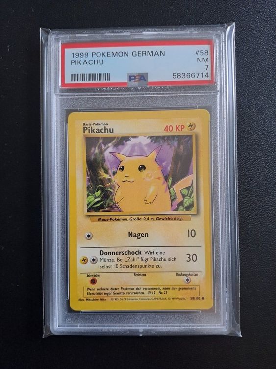 Pokémon PSA 7 Pikachu 58/102 Base Set 1999 DE (Neu (gemäss Beschreibung ...