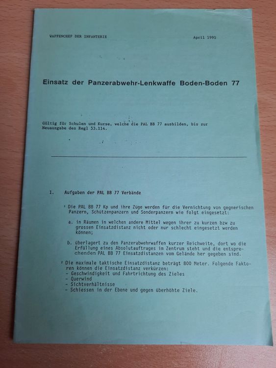 Einsatz der Panzerabwehrlenkwaffe BB 77 | Kaufen auf Ricardo