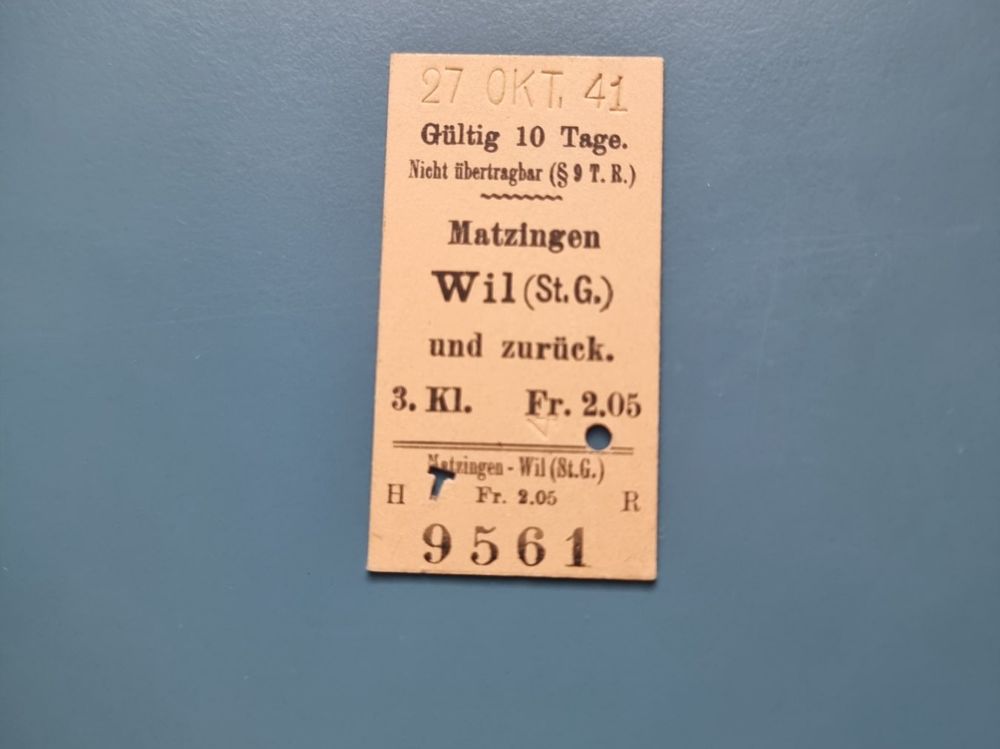 Billet Matzingen- Wil 1941 (Gebraucht) in Birrwil für CHF 20 – mit Lieferung auf Ricardo kaufen