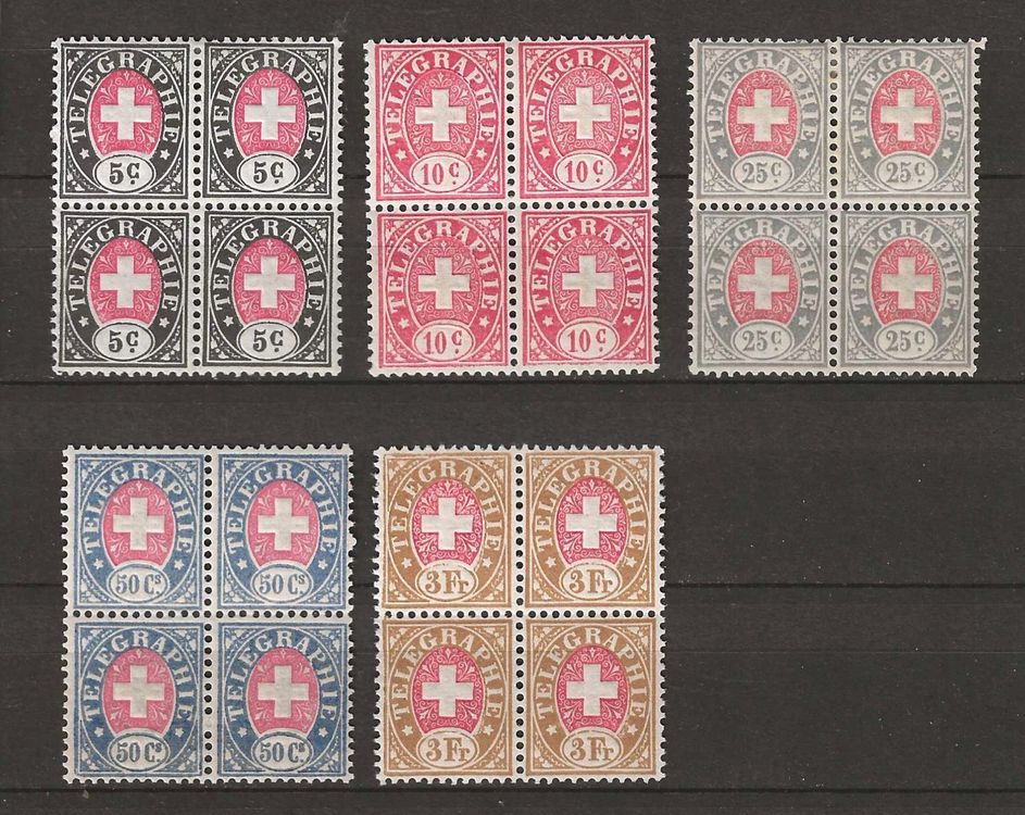 5 Telegraphenmarken im Viererblock */** (Neu (gemäss Beschreibung)) in Gümligen für CHF 13 – mit ...