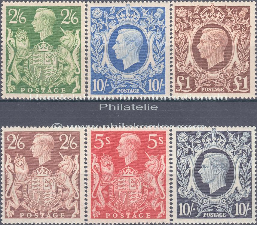 GB 212/230 König Georg VI. alle 6 Schlüsselwerte postfrisch (Neu ...