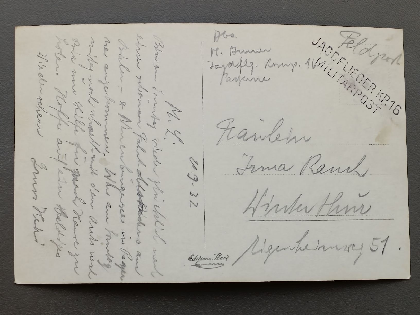 Photo Karte / Payerne - La Grand Rue Feldpost Jagdflieger 16 (Gebraucht ...