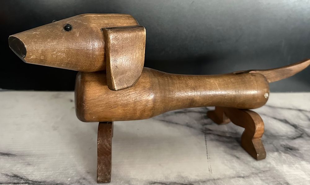 Grosse Vintage Desinger Dackel Skulptur aus Holz | Kaufen auf Ricardo