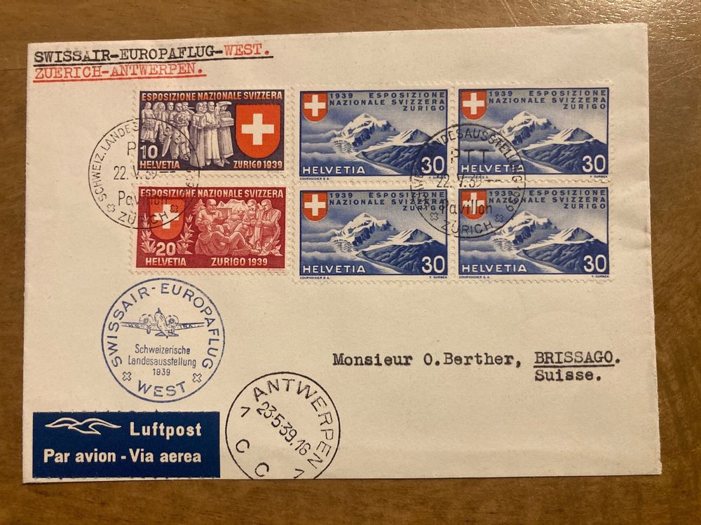 1939 SWISSAIR Europaflug WEST ZH-Antwerpen | Kaufen auf Ricardo