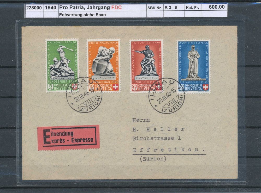 1940 Pro Patria, Jahrgang - FDC | Kaufen auf Ricardo