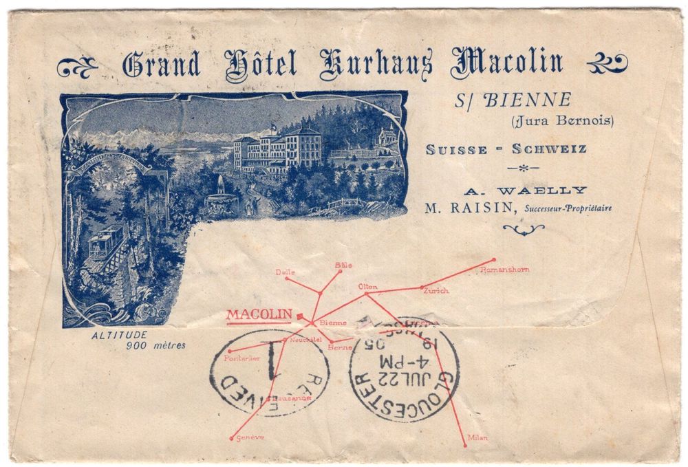 illustrierter Brief - Grand Hôtel Kurhaus MACOLIN in die USA (Gebraucht ...