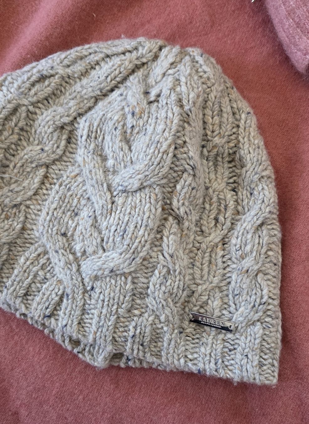 Ralph Lauren Wool Blend Cable Knit Beanie Hat - Grey (Gebraucht) in ...