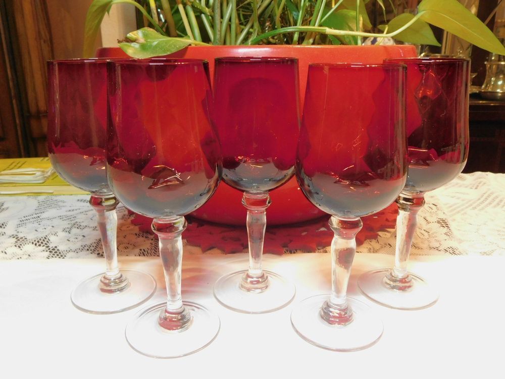 Vintage Gläser -Rotes Kristall Glass - 5 Stück (Gebraucht) in ...