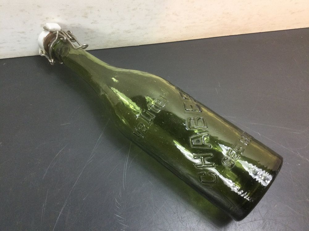 Antike Flasche CHABESO 1/2 Liter Bügelverschlussflasche grün (Gebraucht ...
