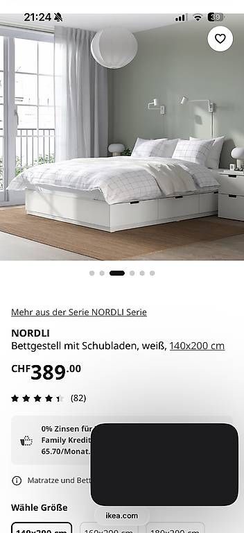 WEISSES BETT MIT STAURAUM 140X200 (IKEA, NORDLI) (Gebraucht) in St ...