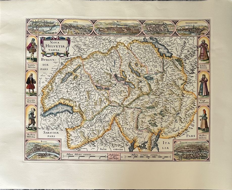 Antike Schweizer Landkarte Kolorierte Radierung (Gebraucht) in Root für ...