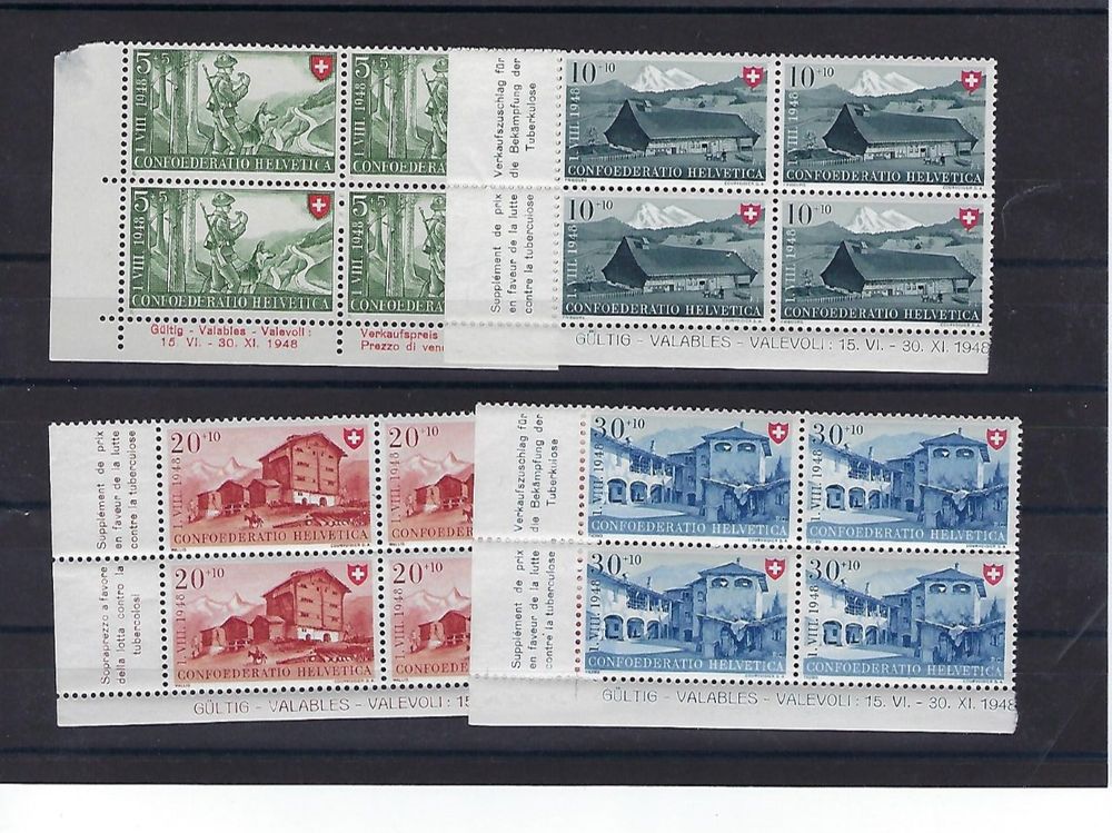 CH, Pro Patria 1948 4er-Block-Serie ** (Gebraucht) in Hinteregg für CHF 10 – mit Lieferung auf ...