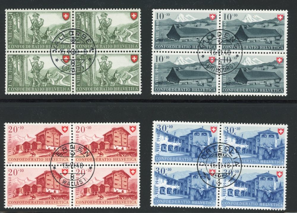 PP 1948, 4er Block Satz mit Orts-Ersttag (B38-B41) (Gebraucht) in Thun für CHF 15 – mit ...