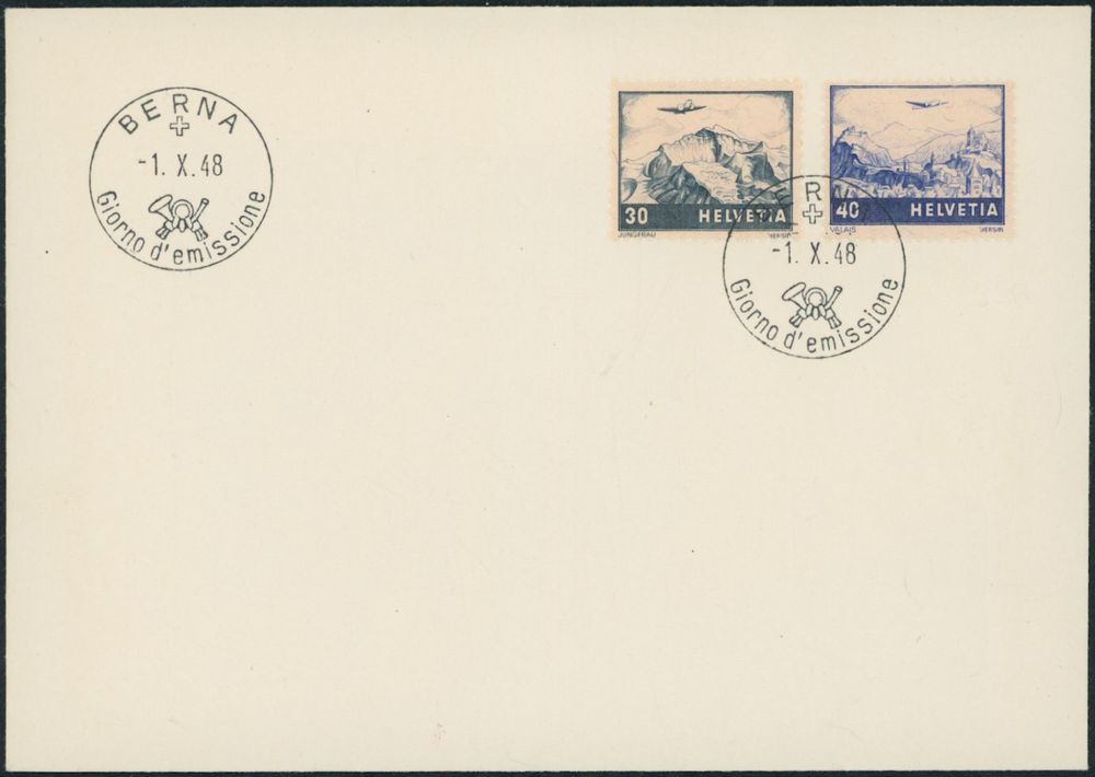 1948 - Flugpost - Landschaften - FDC ET - dt · fr · it (Gebraucht) in Schindellegi für CHF 2750 ...