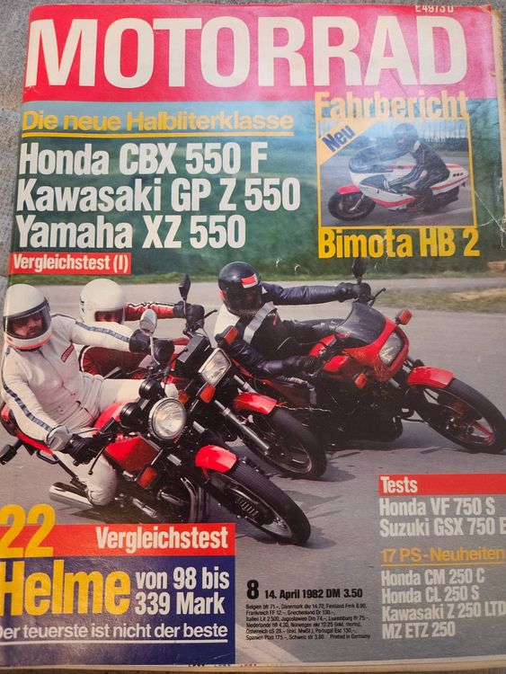 Motorrad 8/82 Bimota HB 2 Suzuki Honda VF 750 CBX Yamaha xx (Gebraucht ...