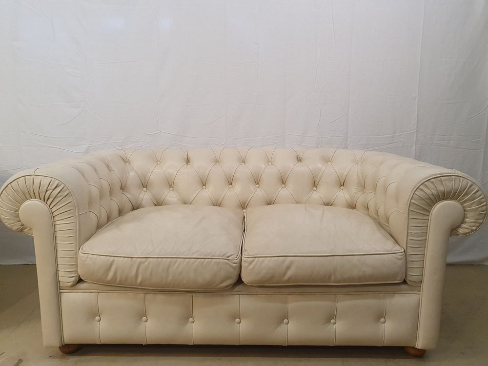 Chesterfield Ledersofa & Sessel in Weiss (Ref. Nr. 289) (Gebraucht) in ...