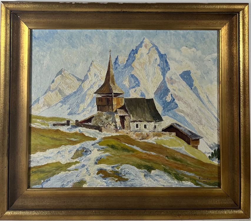 40er Jahre Kirchen Ansicht Berglandschaft Gemälde, Unl. Sig. (Gebraucht) in Root für CHF 19 ...