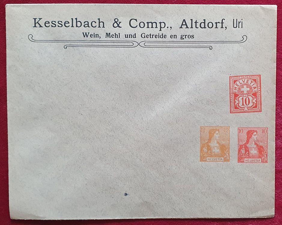 Privat-Ganzsache, 3 Farben-Frankatur, Kesselbach Altdorf Uri | Kaufen ...