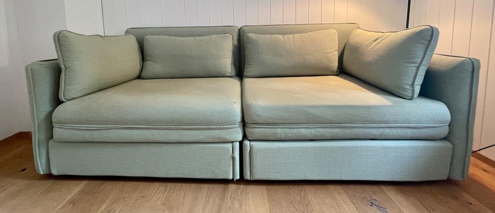 IKEA VALLENTUNA 2 SITZELEMENT & 2 BETTSOFAS – HILLARRED GRÜN (Gebraucht ...