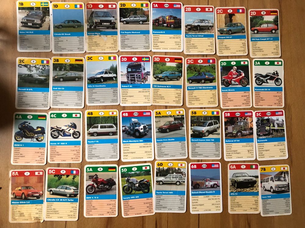 Auto Motorrad Quartett 44 Karten FX Schmid Supertrumpf Alt (Gebraucht ...